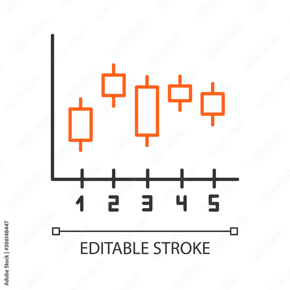 Vector de Stock Candlestick chart linear icon. Box plot graph. Business diagram. Data ...