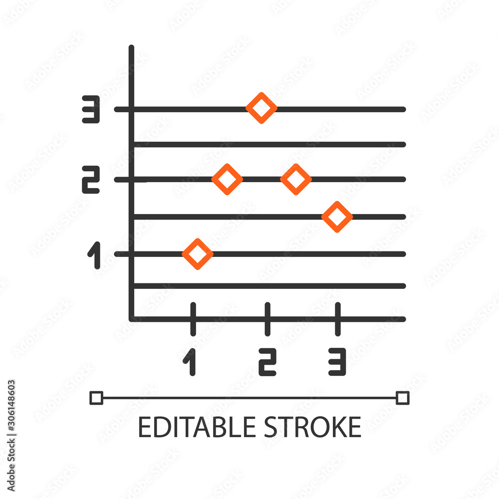 เวกเตอร์ Stock Point and figure chart linear icon. Informational graph ...