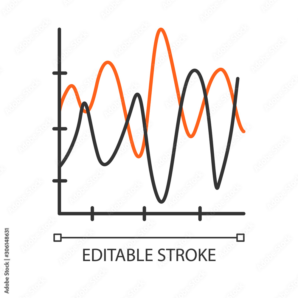 Stream graph linear icon. Seismic chart. Amplitudes and motion waves ...