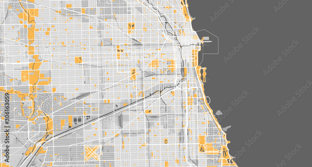 Detailed map of Chicago, USA Stock Vector | Adobe Stock