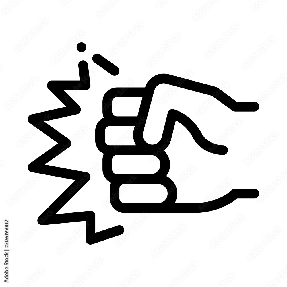 Strength Fist Punch Icon Vector. Outline Strength Fist Punch Sign ...