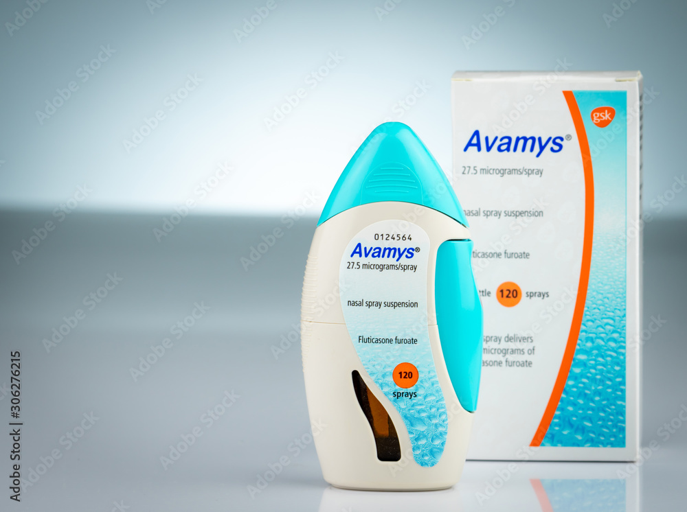 CHONBURI, THAILAND-OCTOBER 17, 2018 : Avamys nasal spray suspension ...