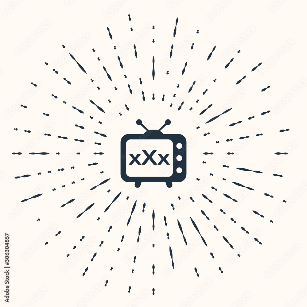Grey XXX tv old television icon isolated on beige background. Age ...