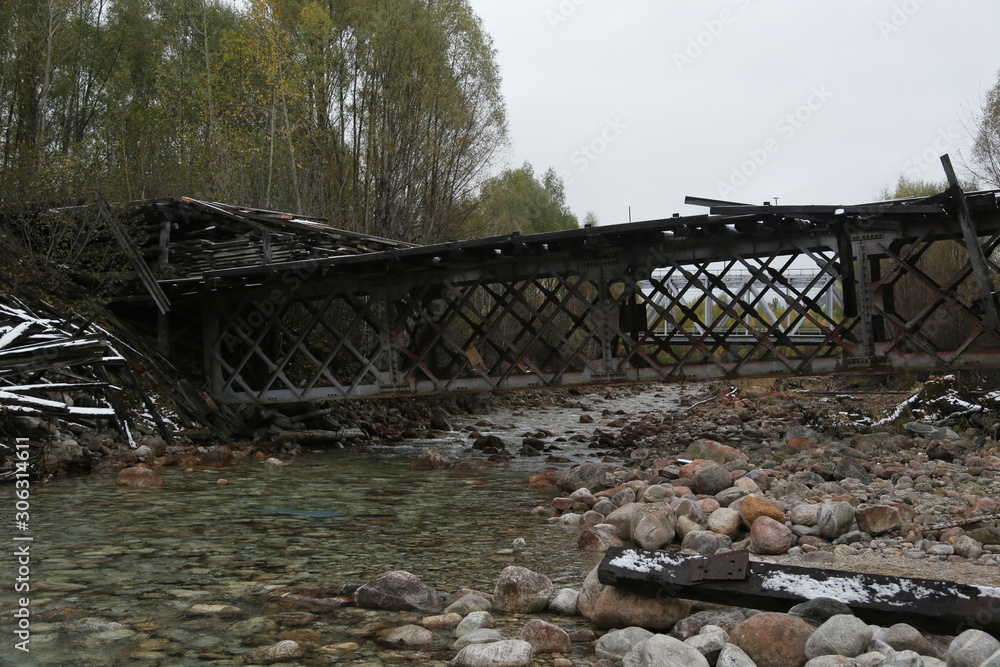 Stock-Foto „Abandoned bridge on the Baikal-Amur Mainline leg of Trans ...