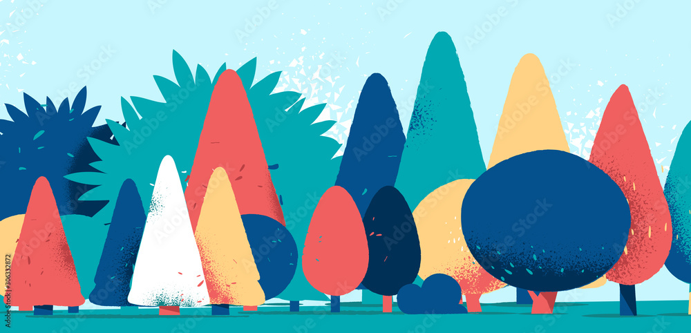 Cartoon colorful forest trees background - Vector Stock Vector | Adobe ...