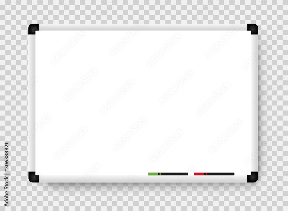 Empty white marker board on transparent background. Realistic office ...