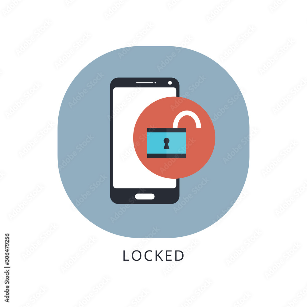 Mobile phone unlocked notification button and password field vector, concept of smartphone ...