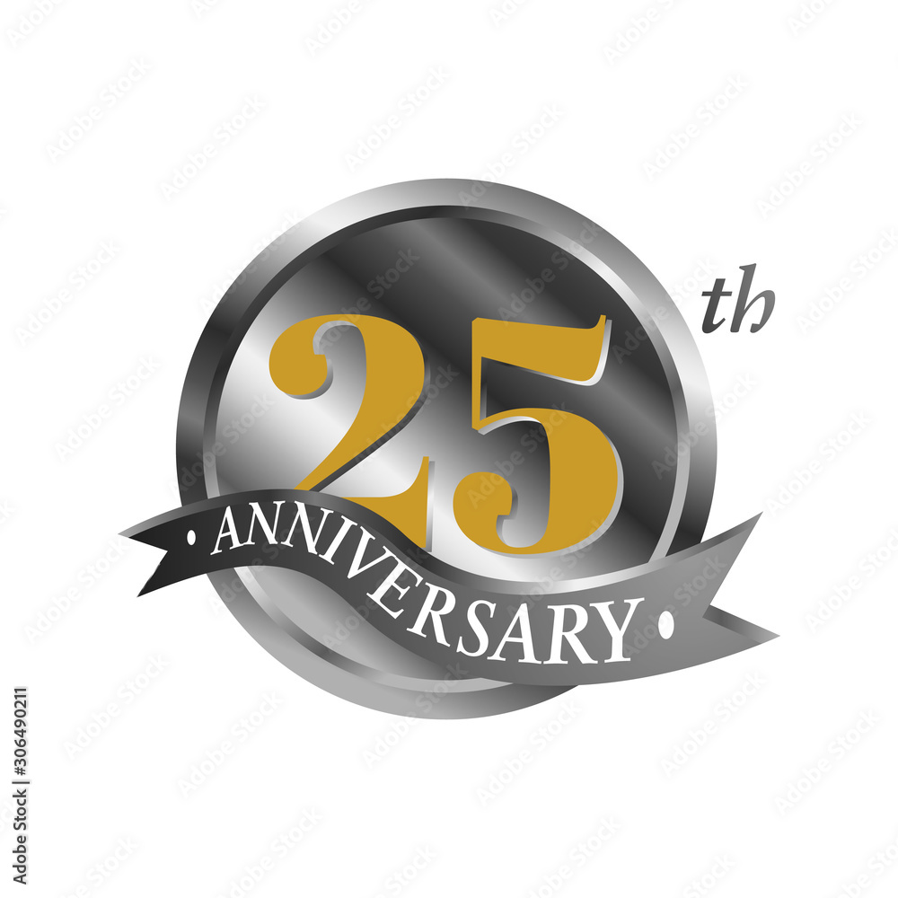 25th anniversary vector logo illustration. 25 years silver anniversary ...