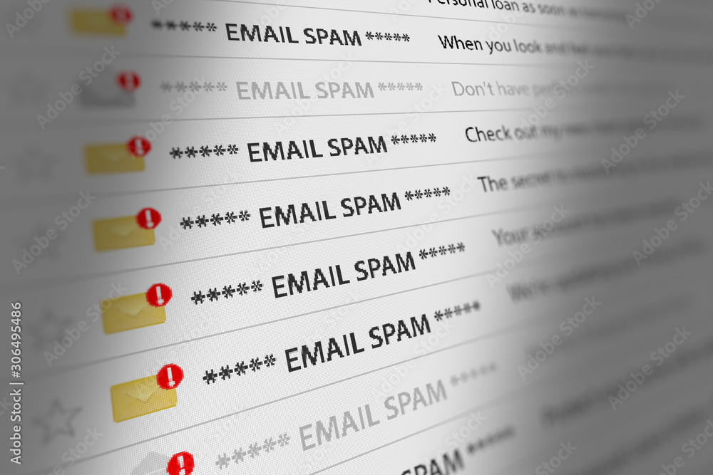 Close Up Shot of Spam Mail Box UI on Webmail. Stock Illustration ...