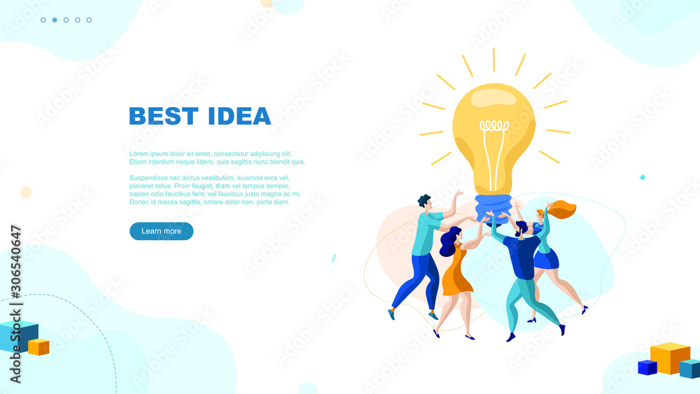 Trendy flat illustration. Best idea page concept. Office workers ...