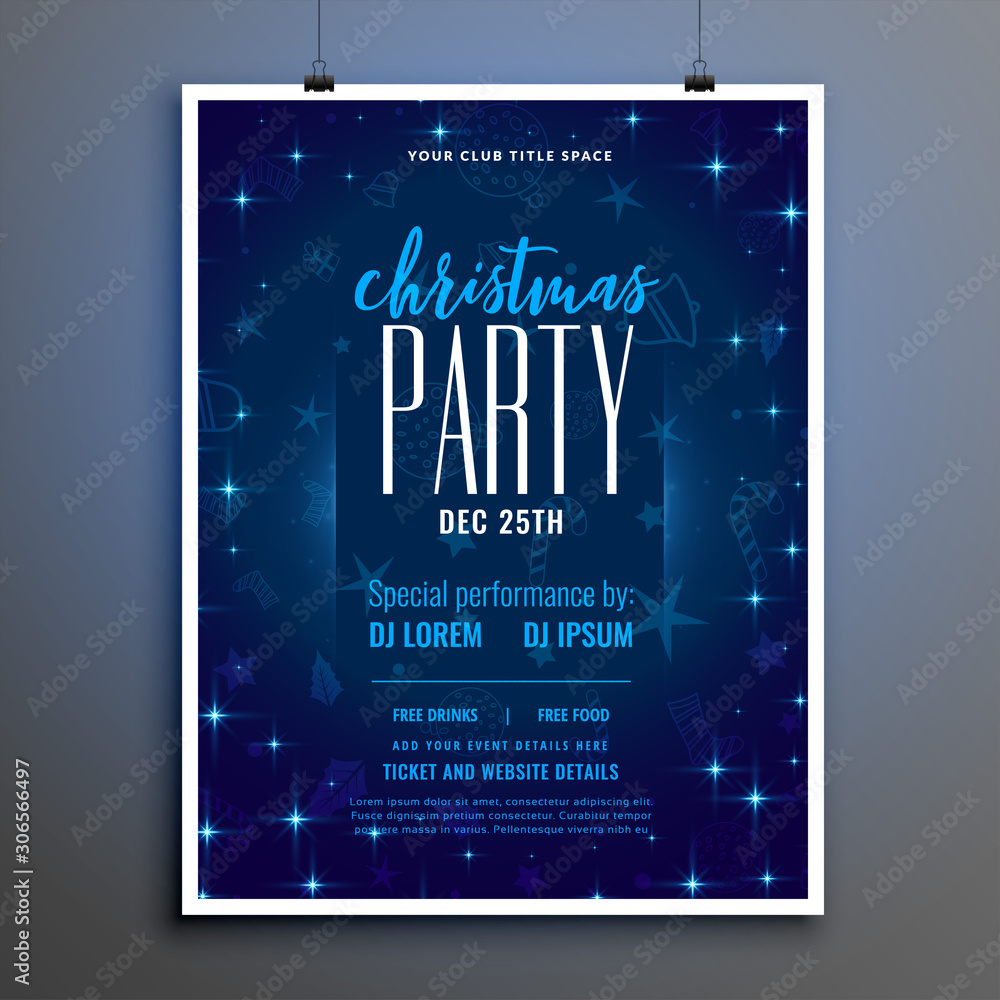 beautiful blue christmas party sparkle flyer design Stock Vector ...
