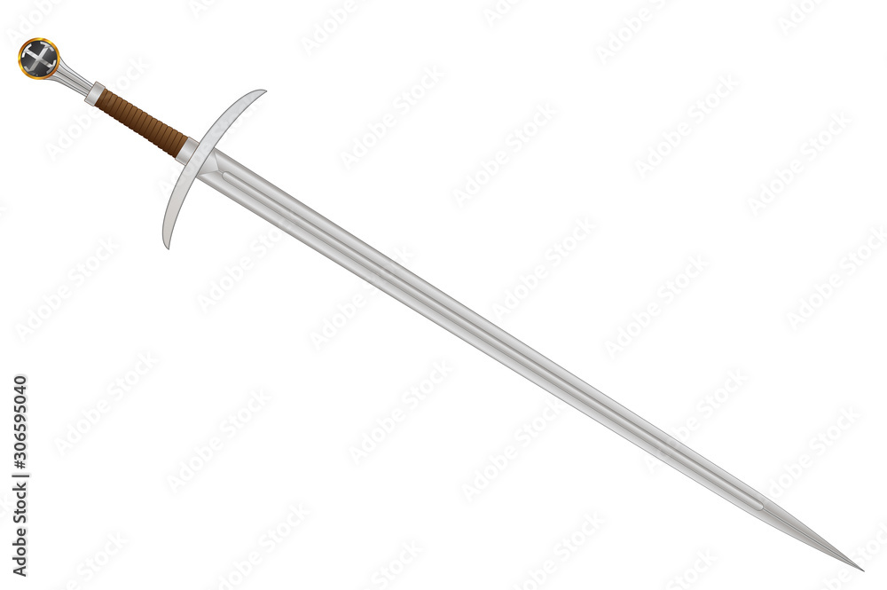 Templar Sword Isolated On White Background Stock Vector | Adobe Stock