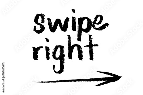 Swipe right hand drawn text arrow instructions for internet website ...