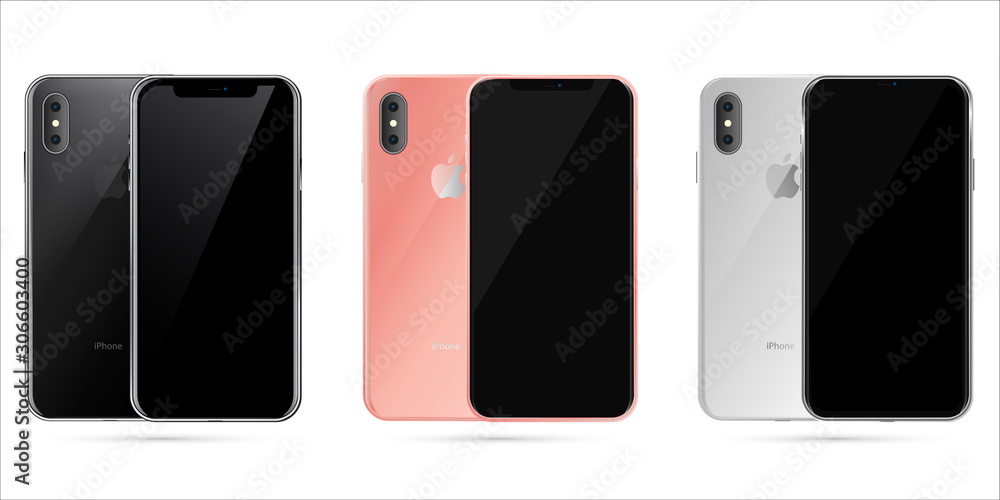 Apple iPhone Xs, X, Pink Gold, silver and black smartphone of the new ...
