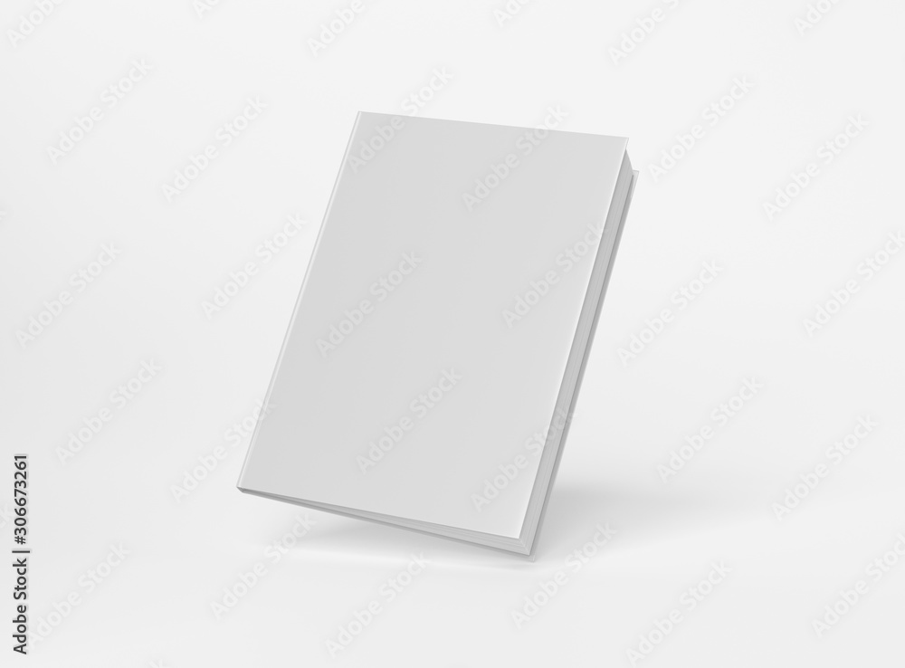 Blank A4 book hardcover mockup floating on white background 3D ...