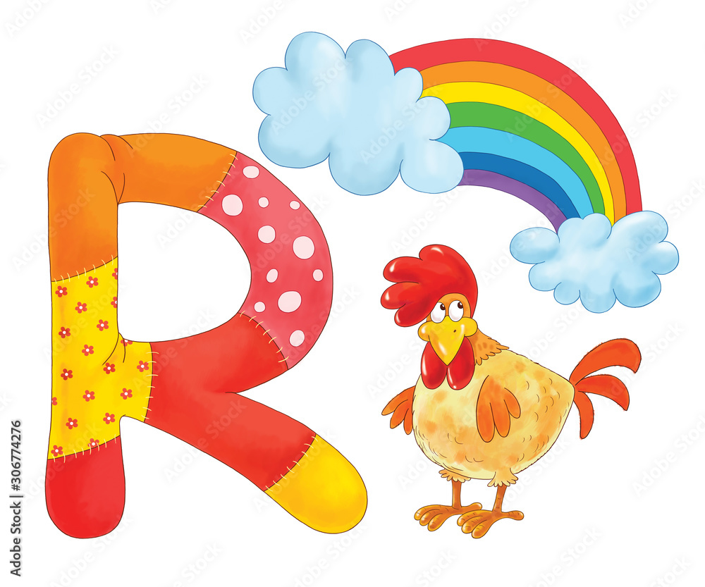 English alphabet. ABC. Coloring page. Illustration for children. Cute ...