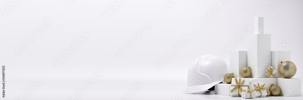 Christmas and New Year construction. Extra wide panorama banner ...