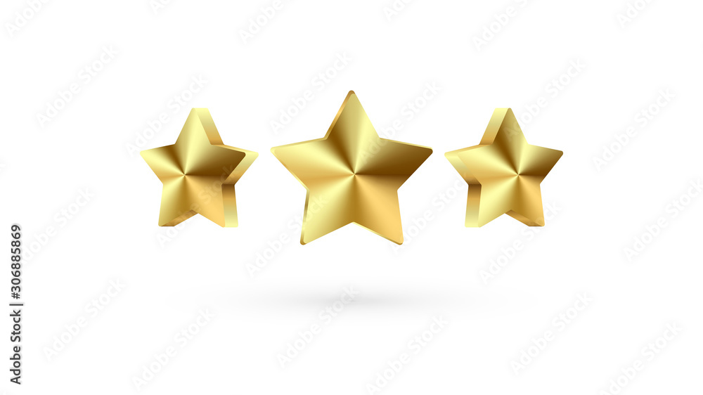 Vector Set of Three Ranking Stars. Trophy 3d star icon. Design elements ...