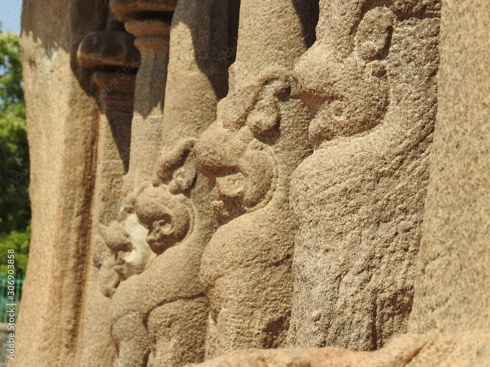 Panch Rathas Monolithic Hindu Temple in Mahabalipuram. Great South ...