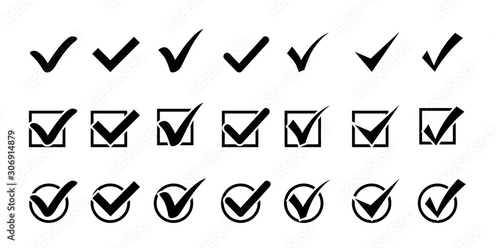 Vector de Stock Set of Black Check Marks icons. Tick symbol. Black ...