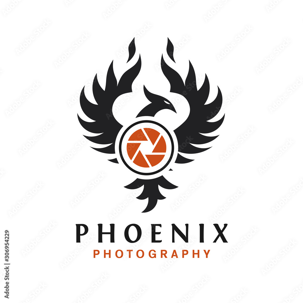 phoenix photography logo design , camera logo with phoenix bird vector ...