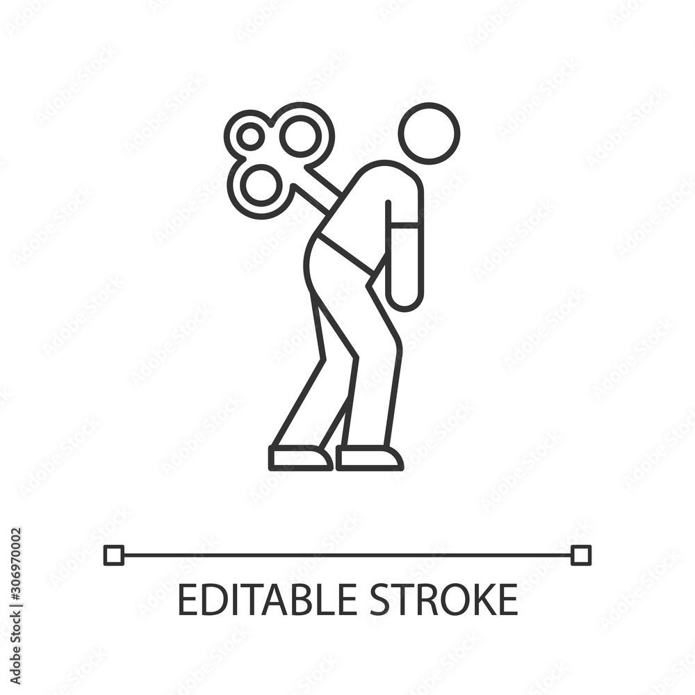 Fatigue linear icon. Overworked person. Common cold symptom. Chronic ...