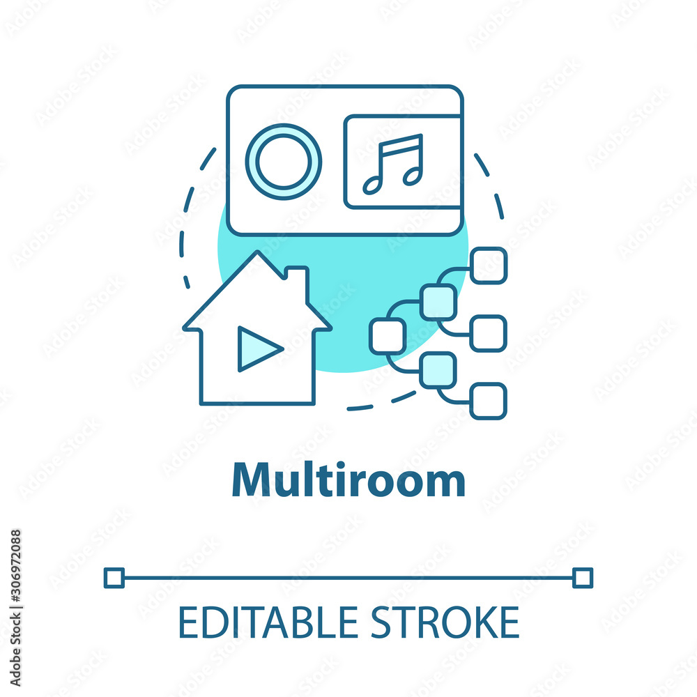 Multiroom turquoise concept icon. Smart house idea thin line ...