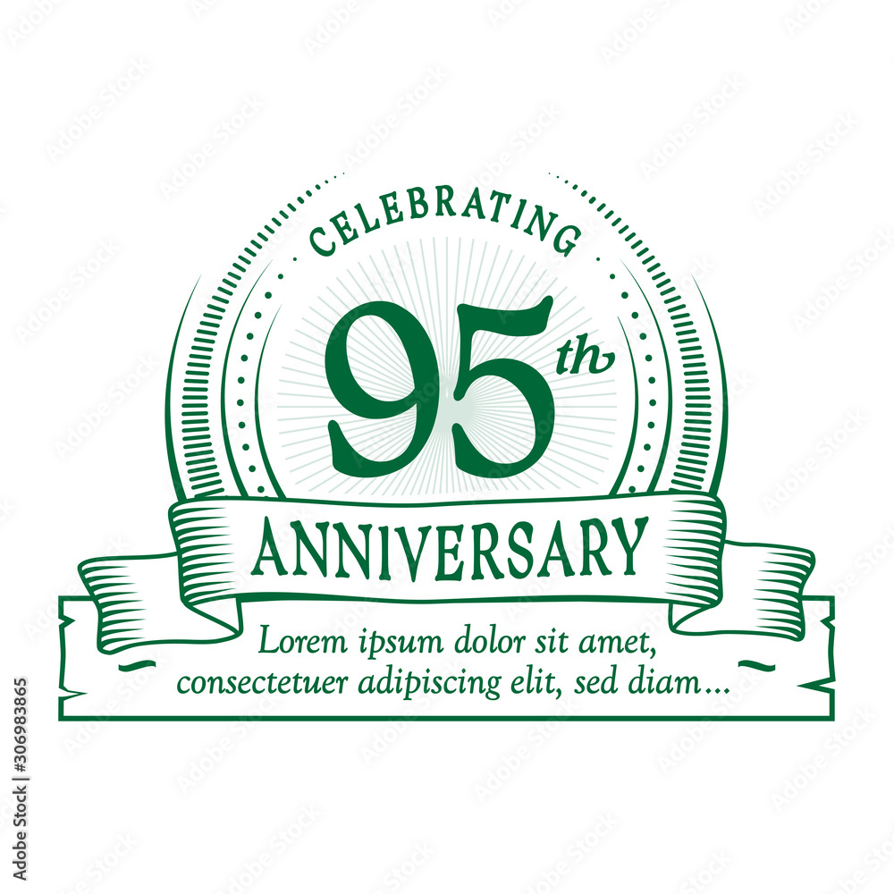 Vector de Stock 95 years anniversary design template. 95th logo. Vector ...