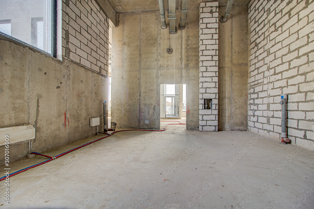 Layout of building materials bricks. unfinished, incomplete, pending ...