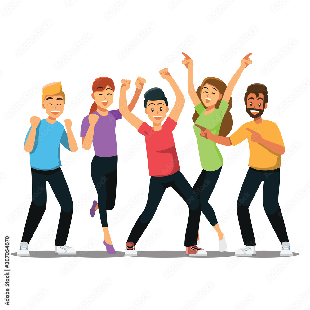 Happy group of teen University student .Vector illustration cartoon ...