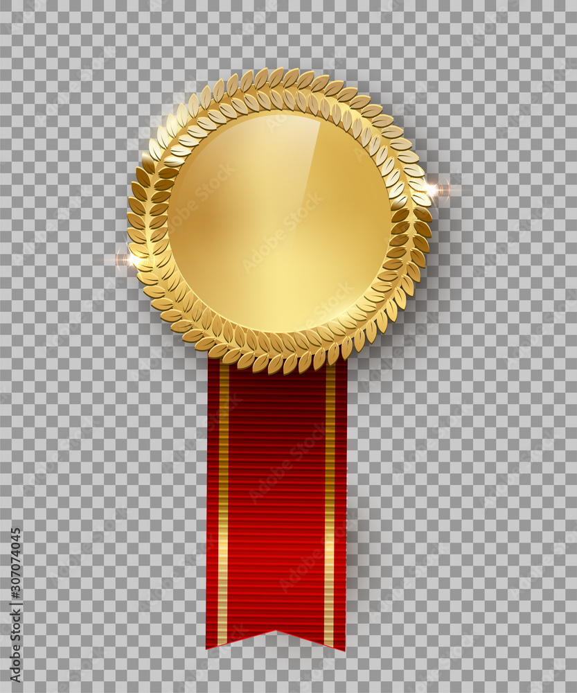 Award medal 3d realistic vector color illustration. Reward. Golden ...