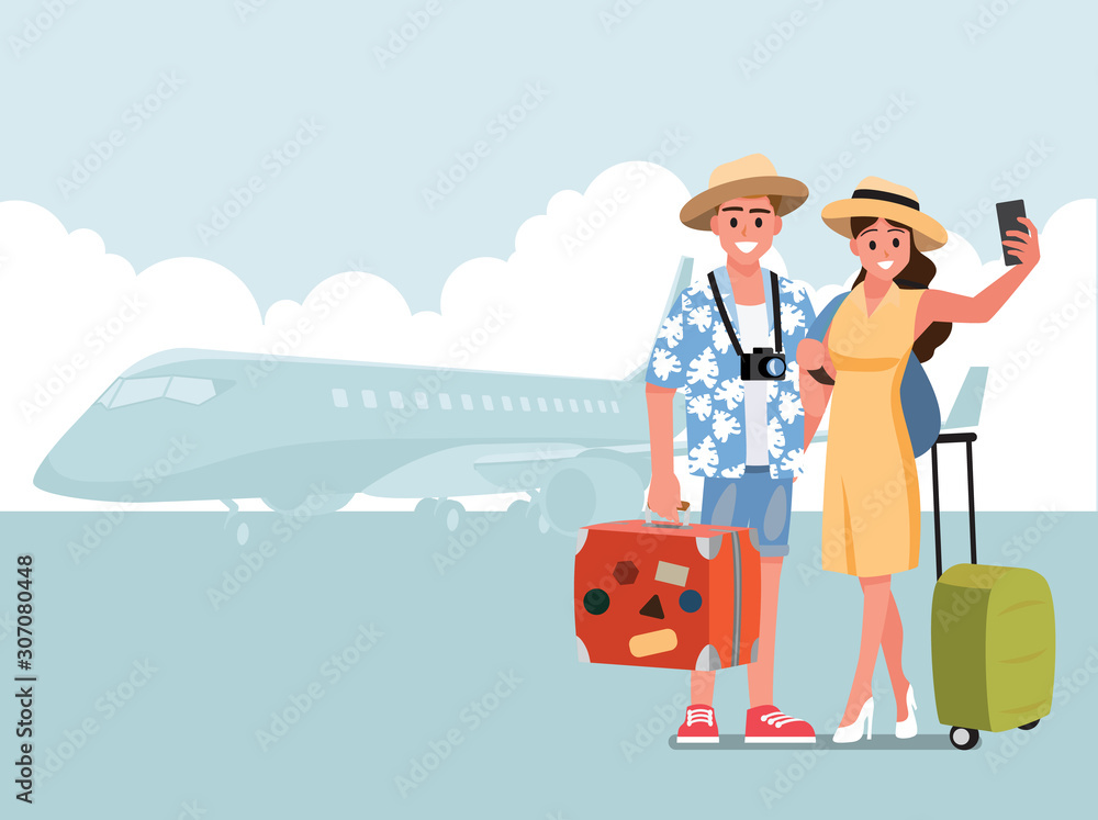 Happy teen traveler.Vector illustration cartoon character. Stock Vector ...