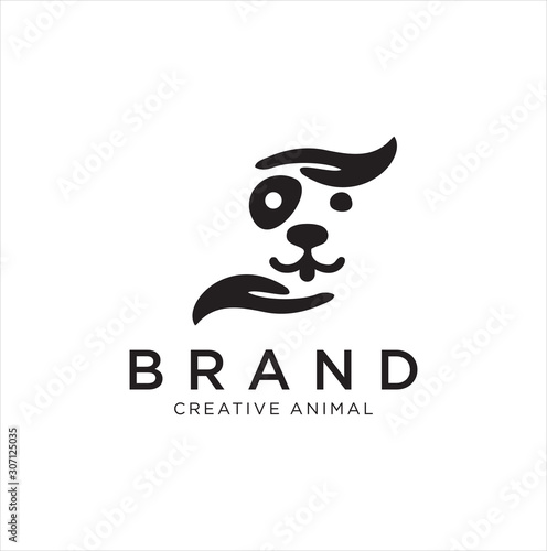 Dog Hand Logo Stock Illustrations . Dog care Logo . Pet care logo icon ...