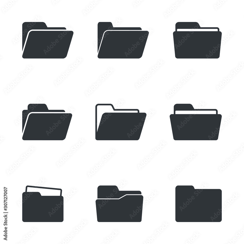 Set of open folder icons, vector isolated Stock Vector | Adobe Stock
