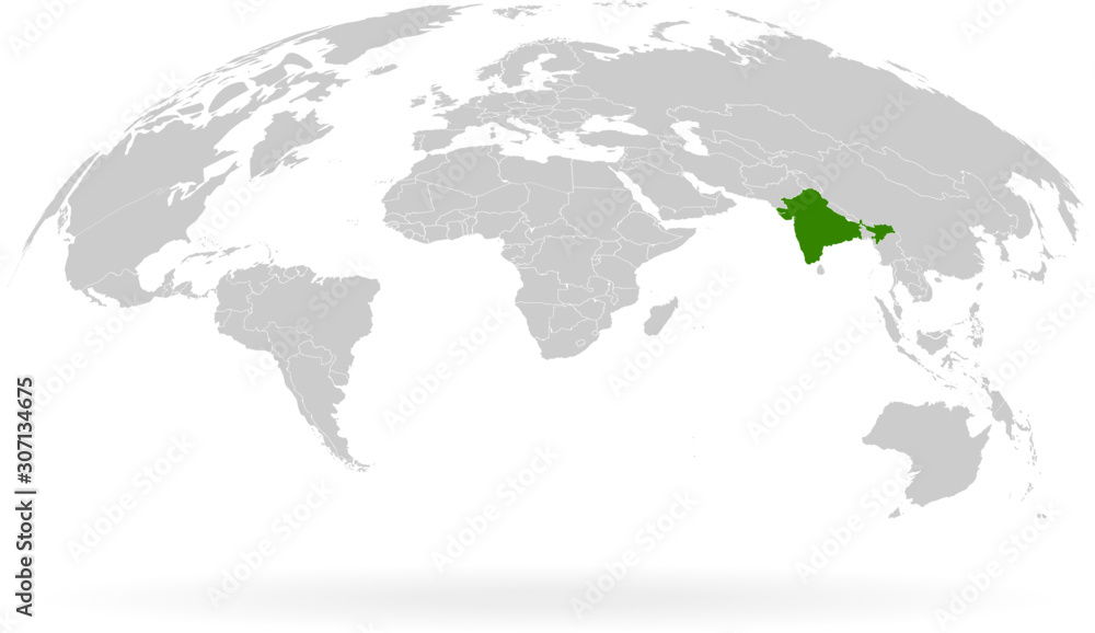 Territory of India. Planet Earth. The Earth, World Map on white ...