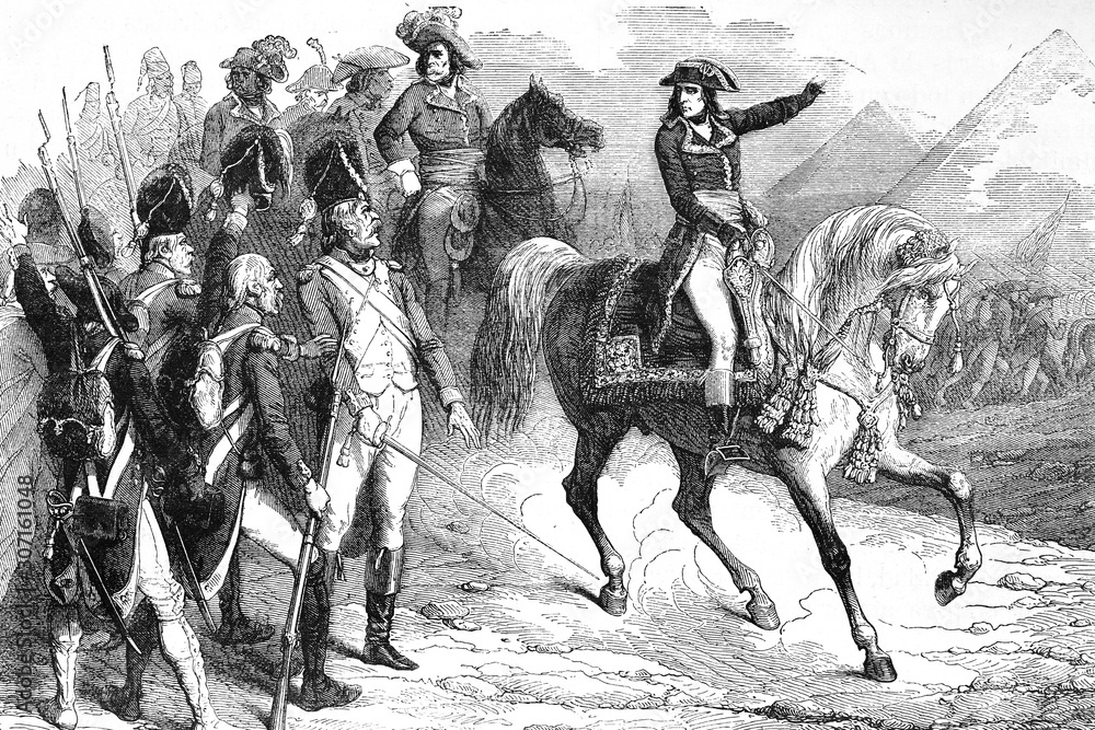 Battle of the Pyramids. Egypt, 1798. Napoleon with his troops. "Forward ...