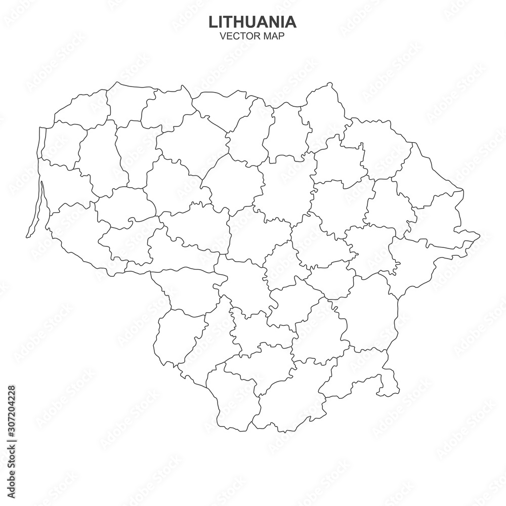 political map of Lithuania isolated on white background Stock Vector ...