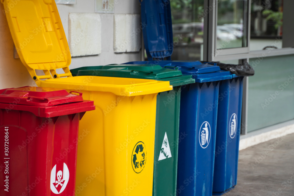 Garbage Trash Bins for collecting a recycle materials. Garbage trash ...