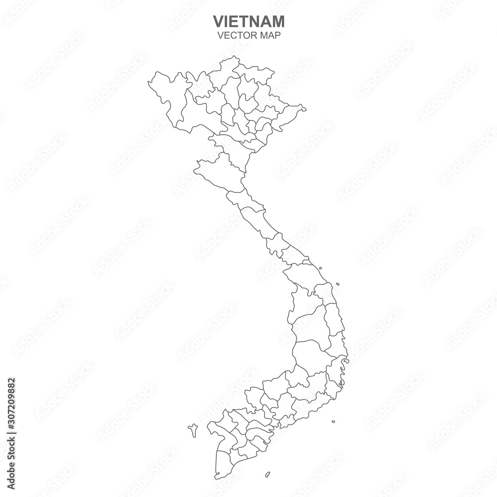 vector political map of Vietnam on white background Stock Vector ...