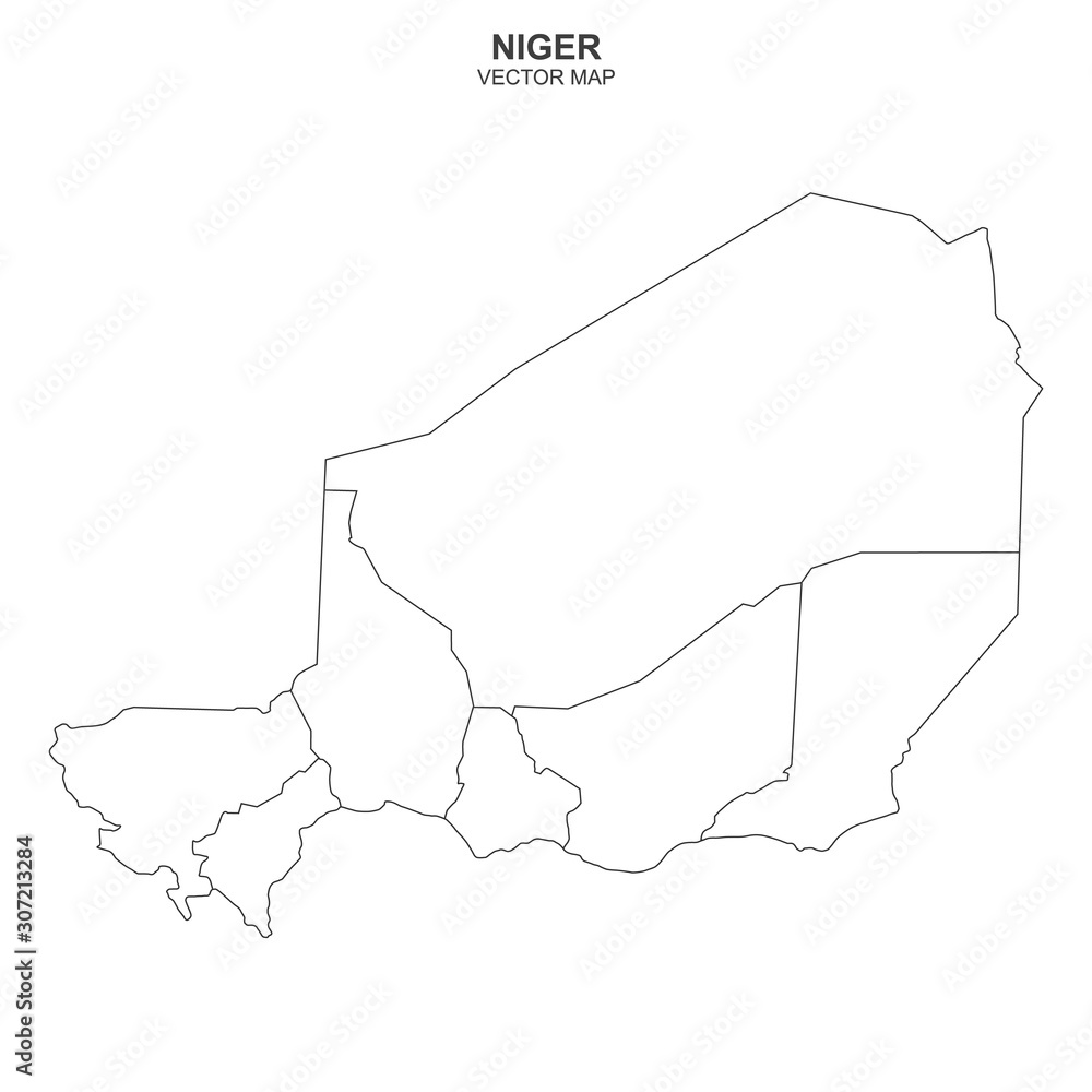 political map of Niger isolated on white background Stock Vector ...