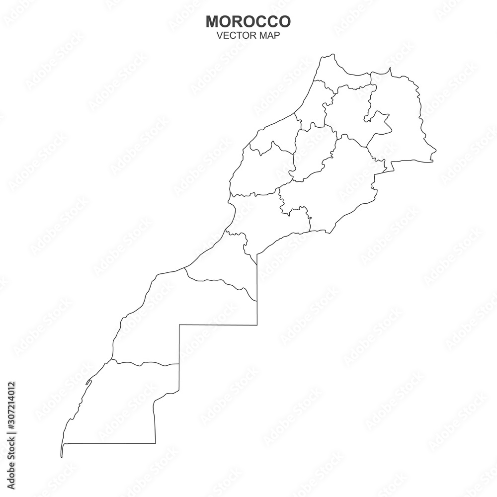political map of Morocco isolated on white background Stock Vector ...