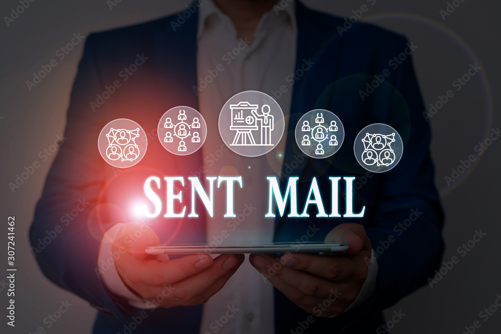 Writing note showing Sent Mail. Business concept for Event where a ...
