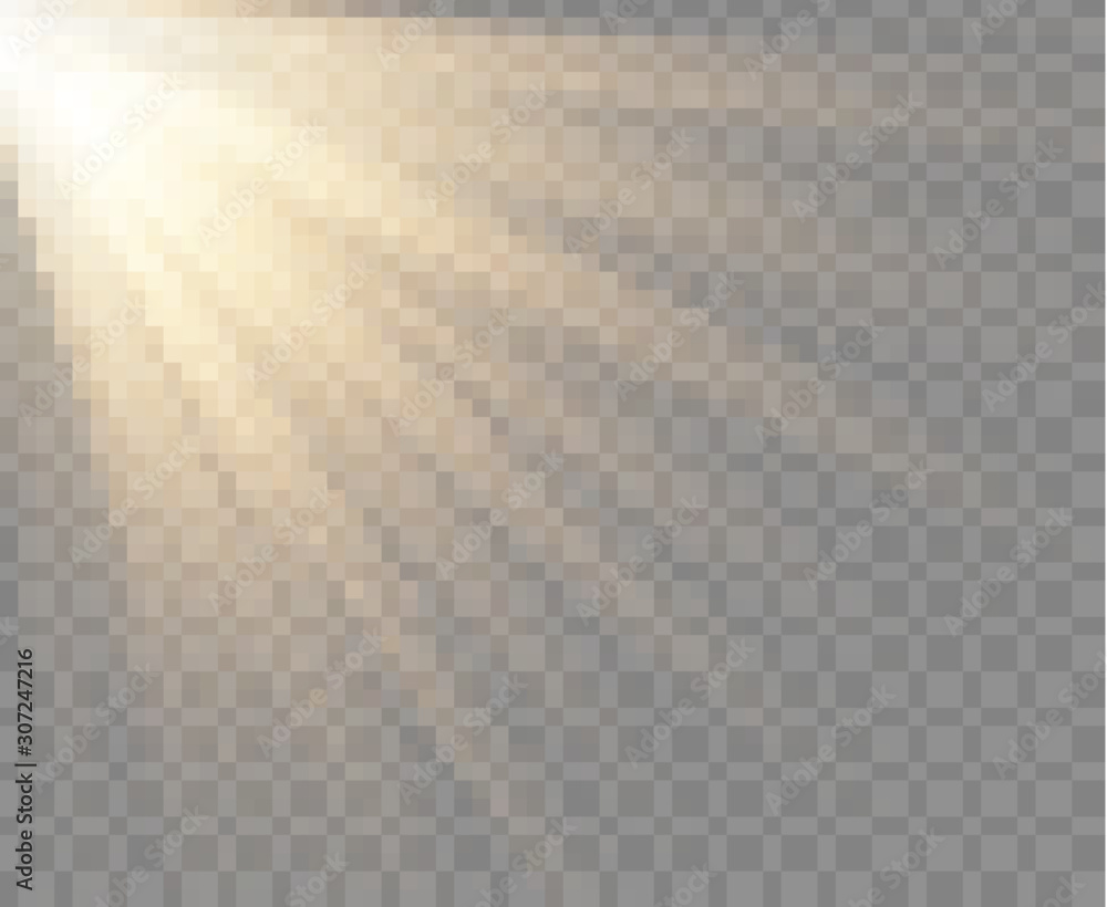 Spotlight isolated on transparent background. Vector warm light effect ...