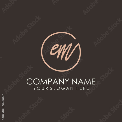 EM initials signature logo. Handwritten vector logo template connected ...