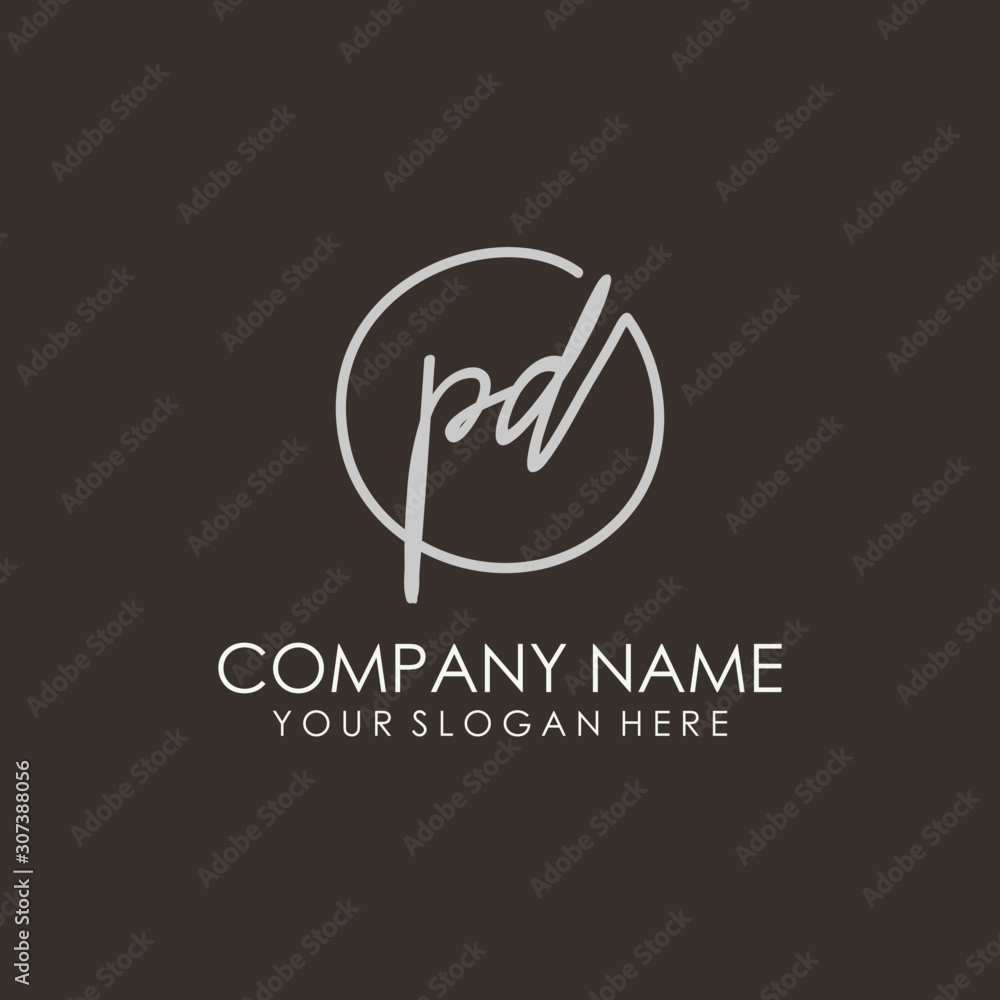 PD initials signature logo. Handwritten vector logo template connected ...