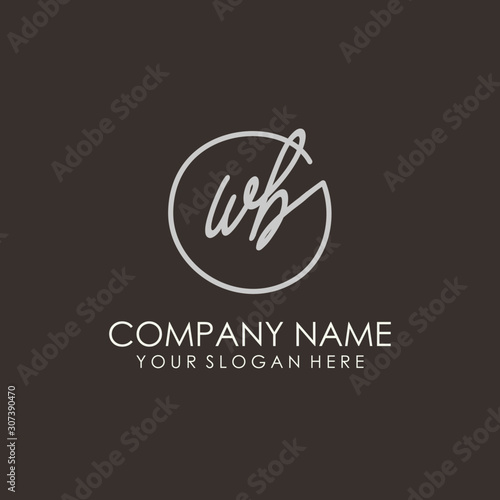 WB initials signature logo. Handwritten vector logo template connected ...