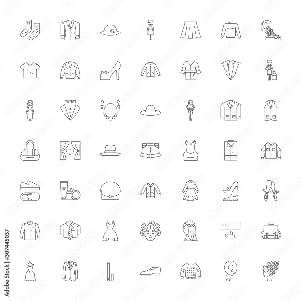 Fashion line icons, signs, symbols vector, linear illustration set ...