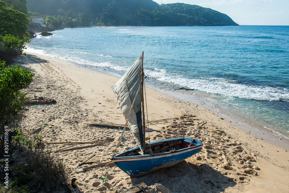 Boat on shore at beach, Labadee, Cap Haitien, Haiti, Caribbean Stock ...