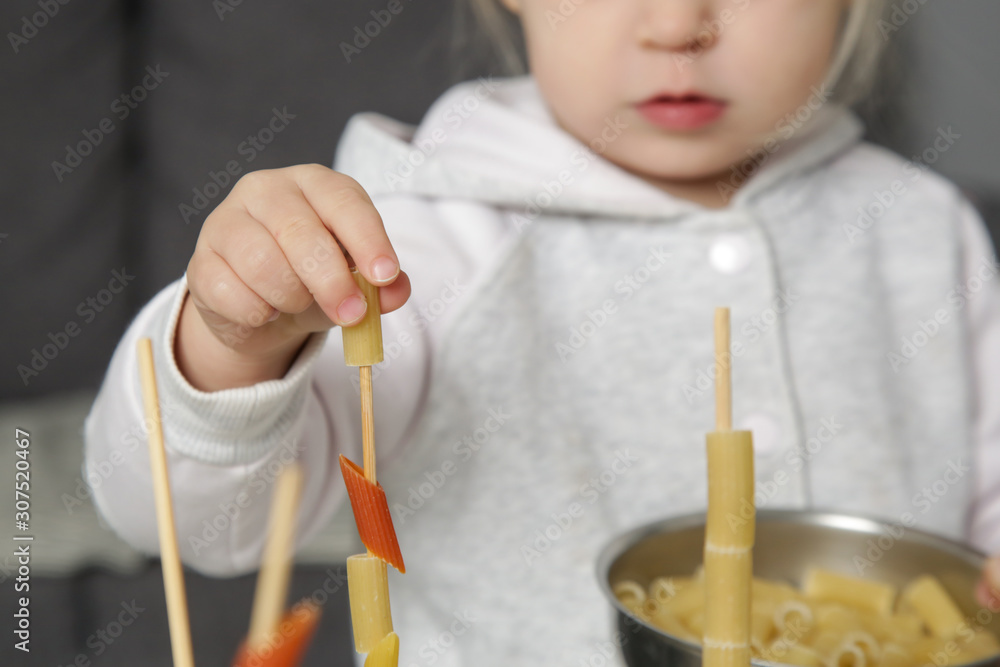 Fine motor pasta threading activity for kids. An easy and fun tower ...