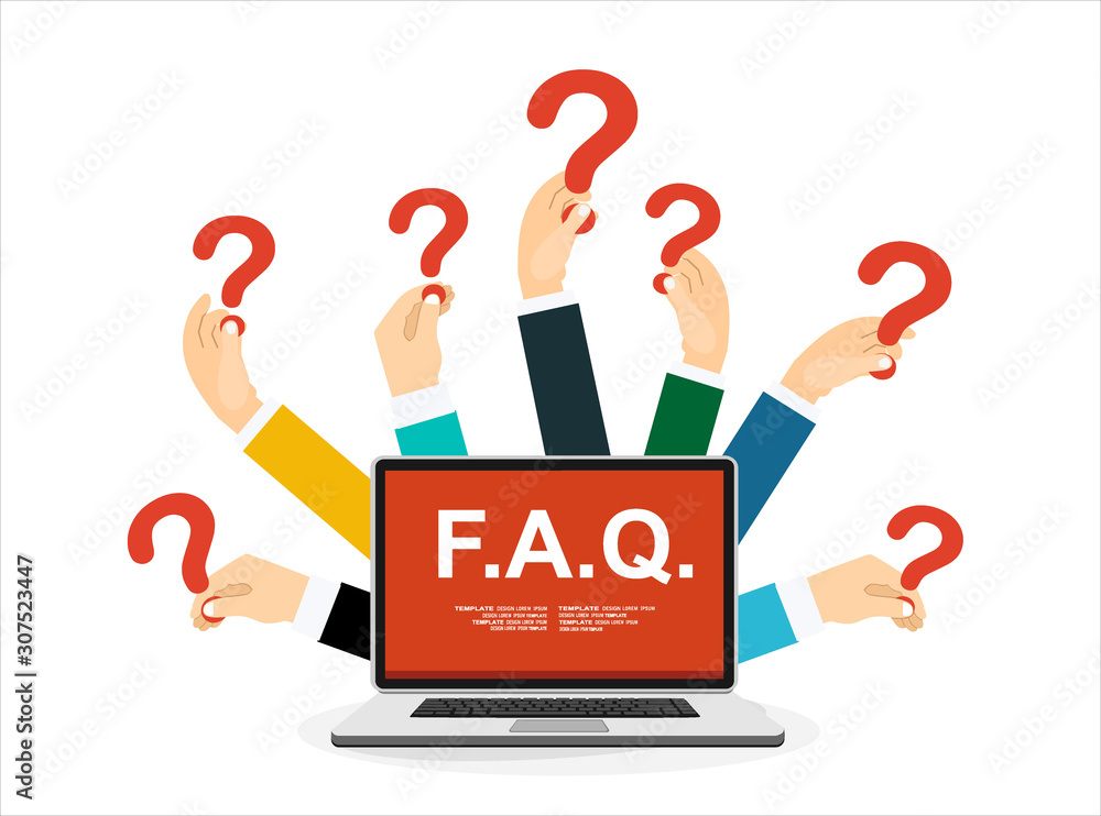 Human hands holding question mark, FAQ in flat design style, vector ...